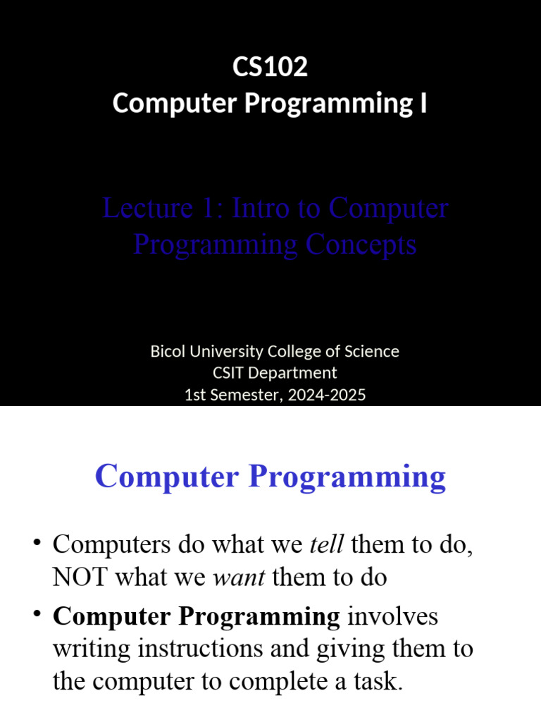 Lecture1 (Introduction To Computer Progg Concepts) | PDF