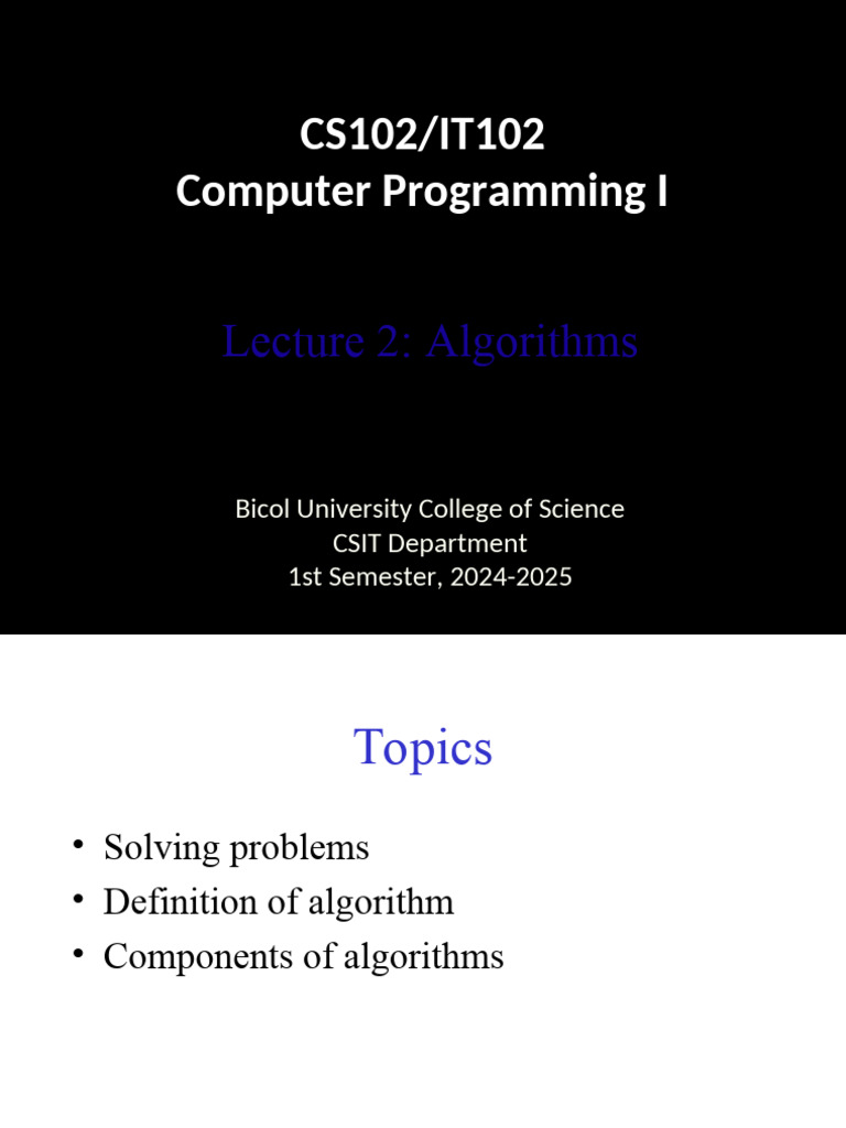 Lecture2 (Algorithms) | PDF