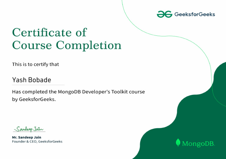 GFG Certificate | PDF