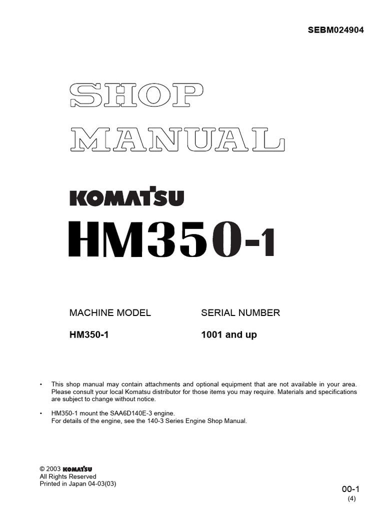 HM350-1 Sebm024904 | PDF