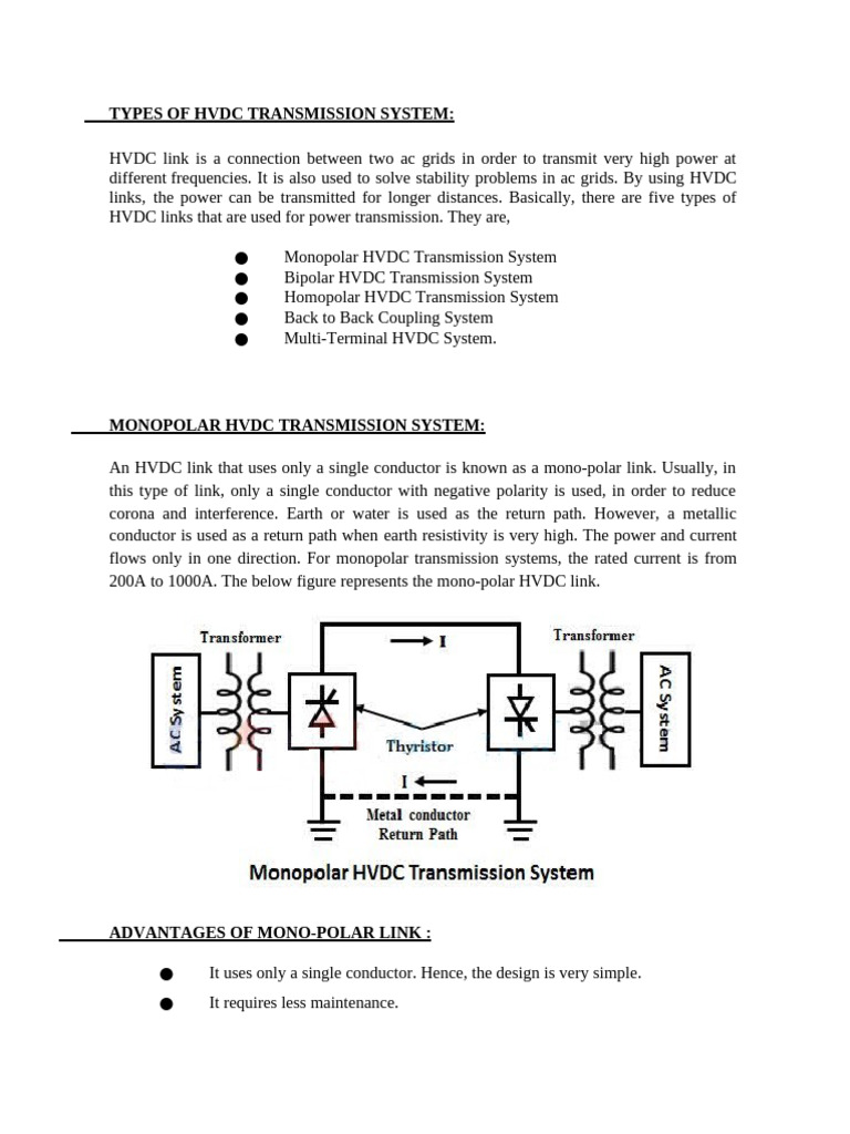 Types of HVDC Transmission System | PDF