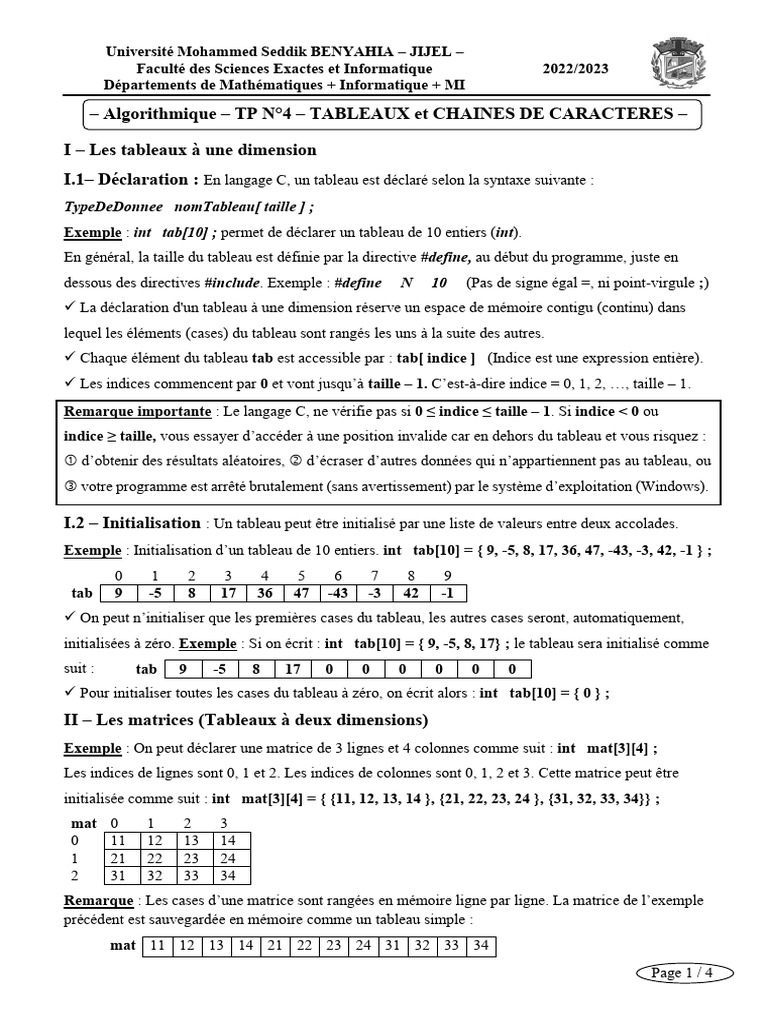 Algorithmique TP4 2022 2023 | PDF