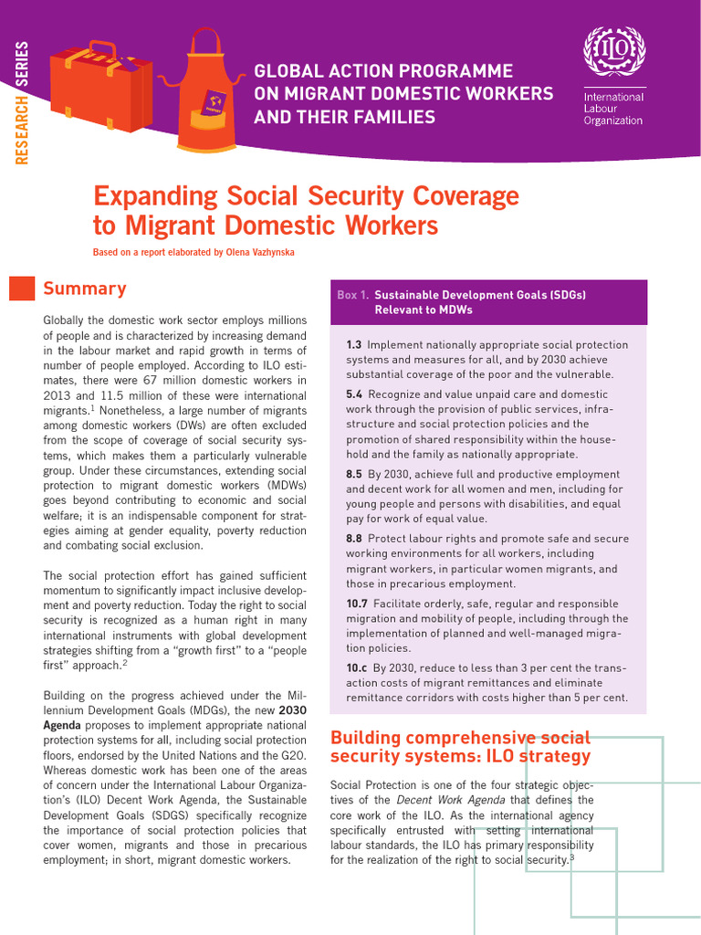 Expanding Social Security Coverage To Migrant Domestic Workers | PDF