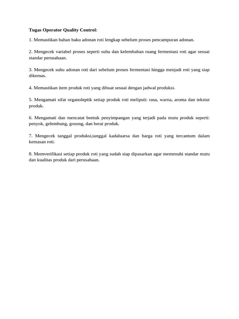 Tugas Quality Control Sari Roti | PDF