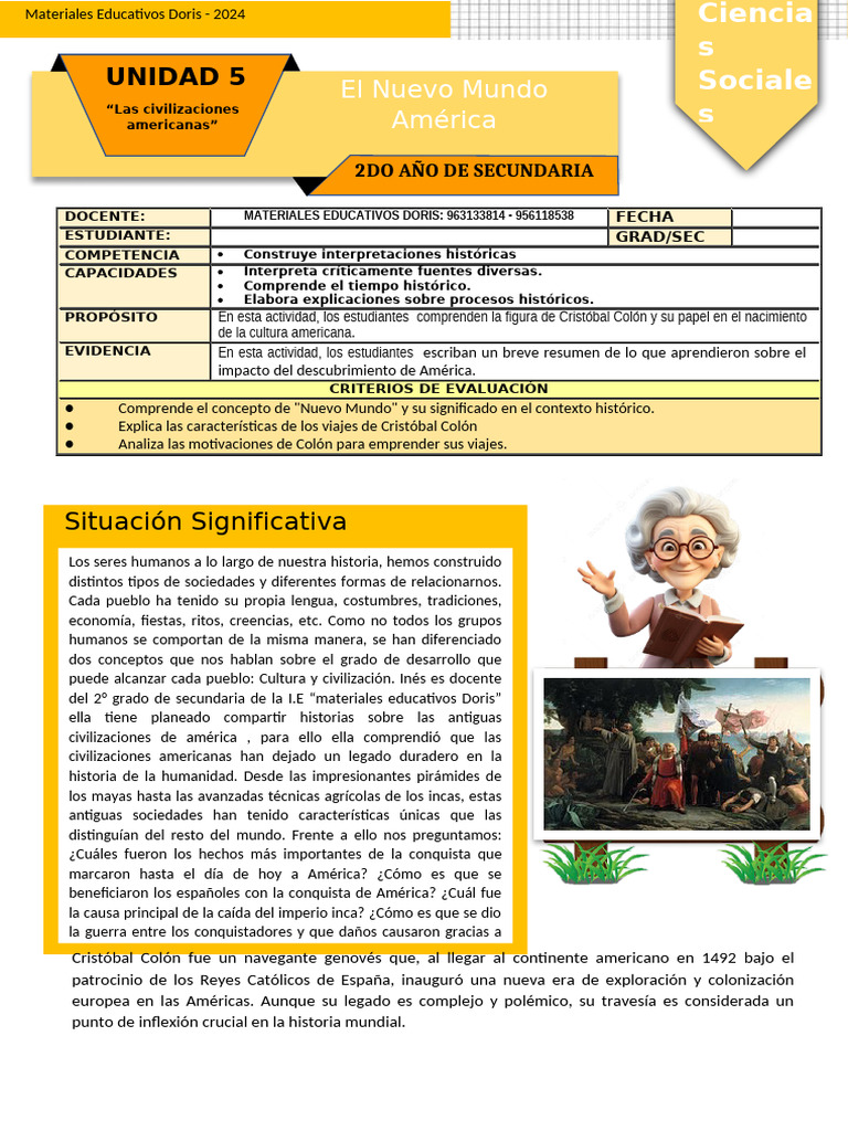 Ficha de Actividad CCSS 2° - Semana 1 | PDF