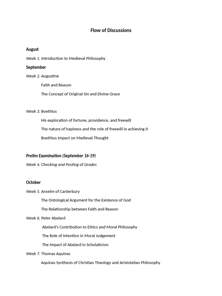 Medieval Flow of Discussion 2024-2025 | PDF