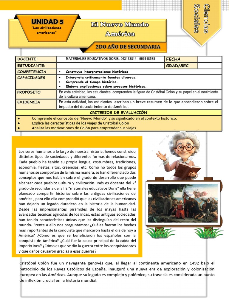 Ficha de Actividad CCSS 2° - Semana 1 | PDF