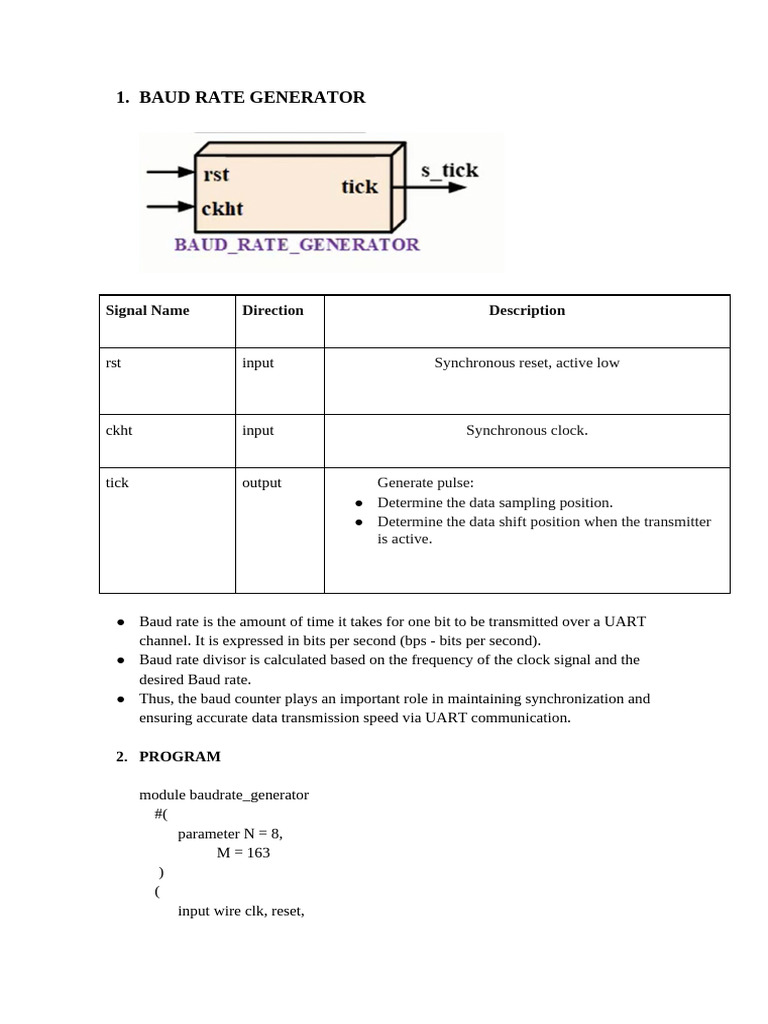 Baud Rate Generator | PDF