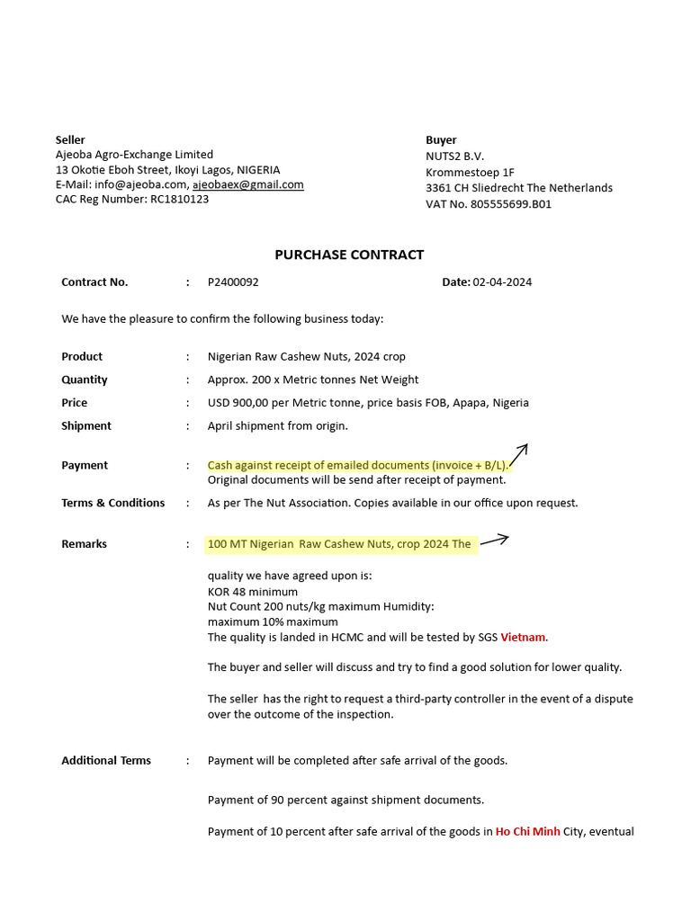 Purchase Contract Review | PDF | Receipt