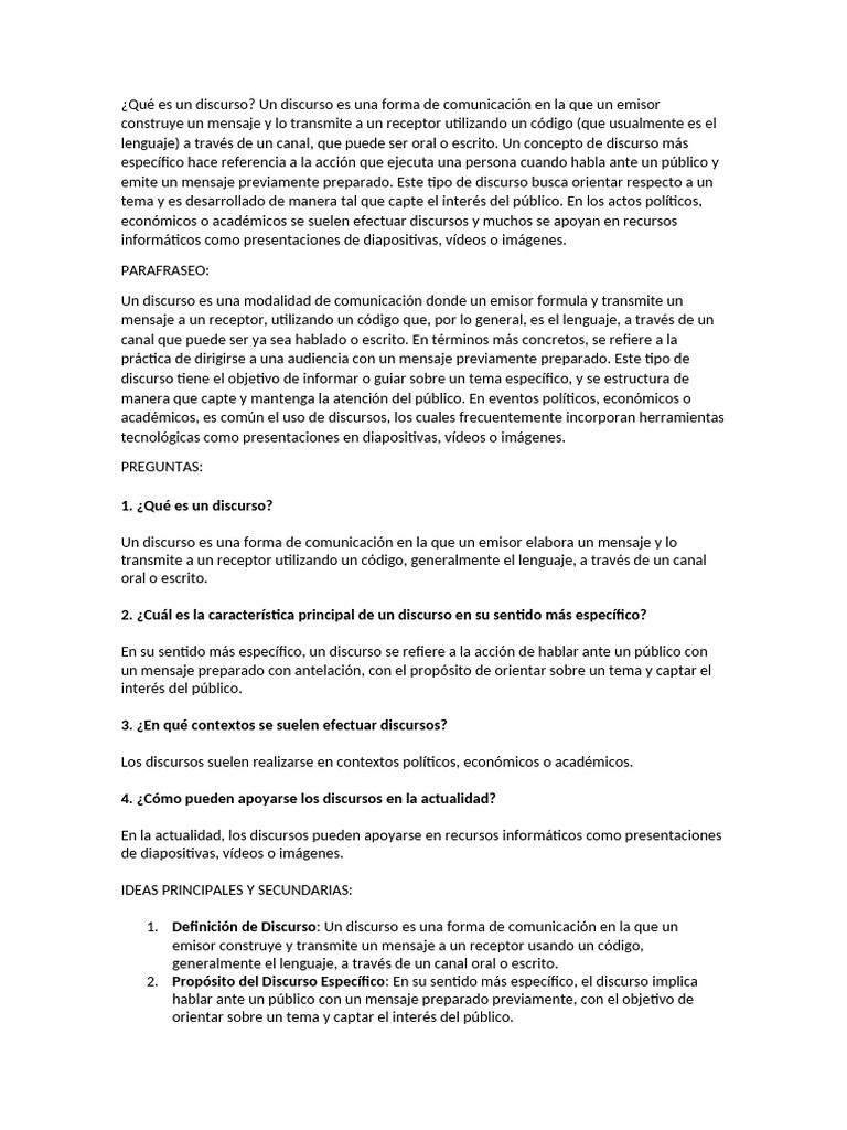 Qué Es Un Discurso | PDF | Hablar en público | Comunicación