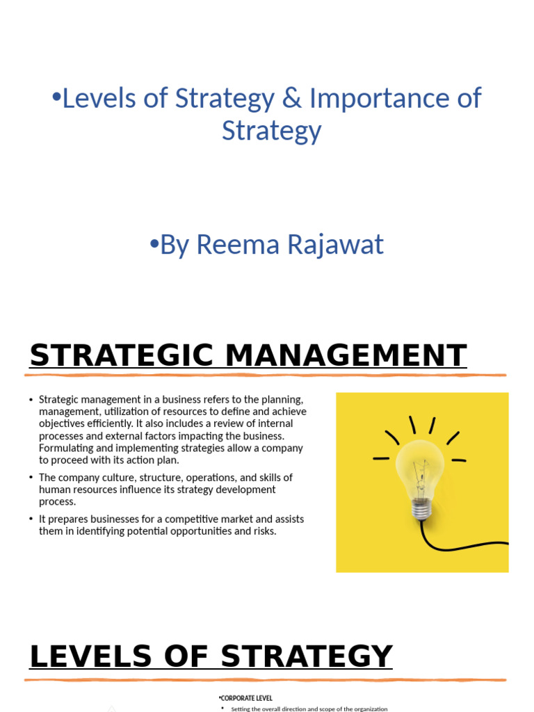 Levels of Strategy& Importance | PDF