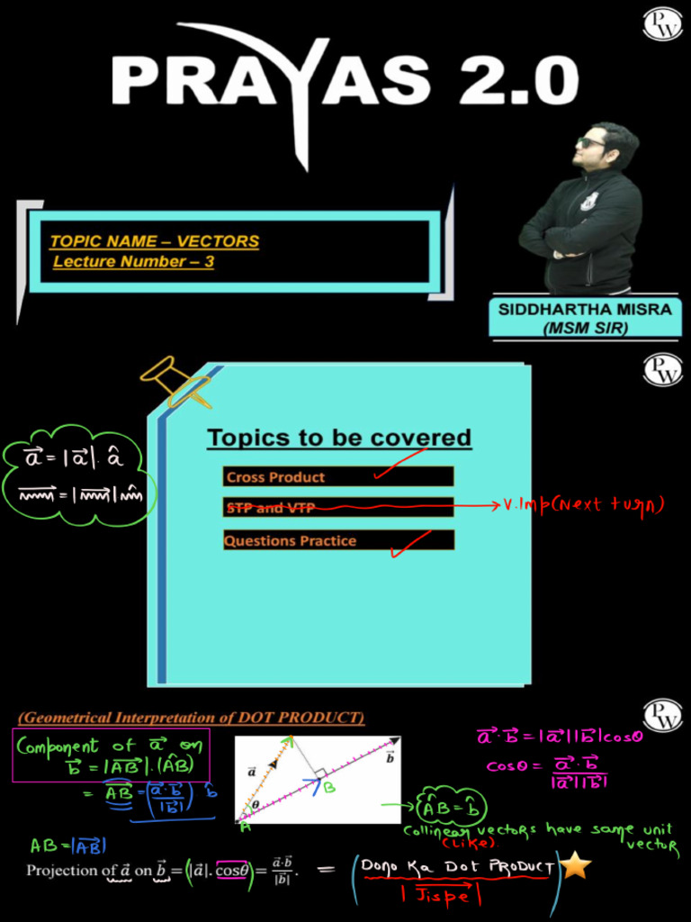 Vector Algebra - 03 - Class Notes - VECTORS - 3 Siddhartha Sir Prayas 2 ...