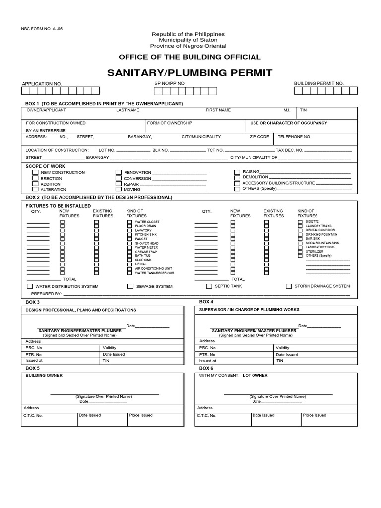 Plumbing Permit Form | PDF