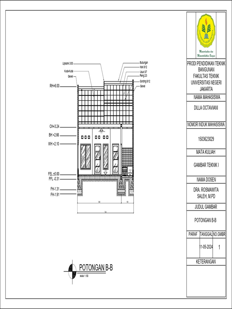 Dilla Octaviani - Potongan A-A - Rotated | PDF