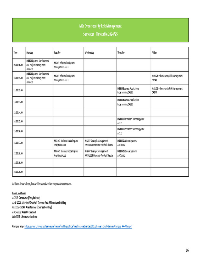 MSC CRM Semester 1 Timetable 2024-25 | PDF