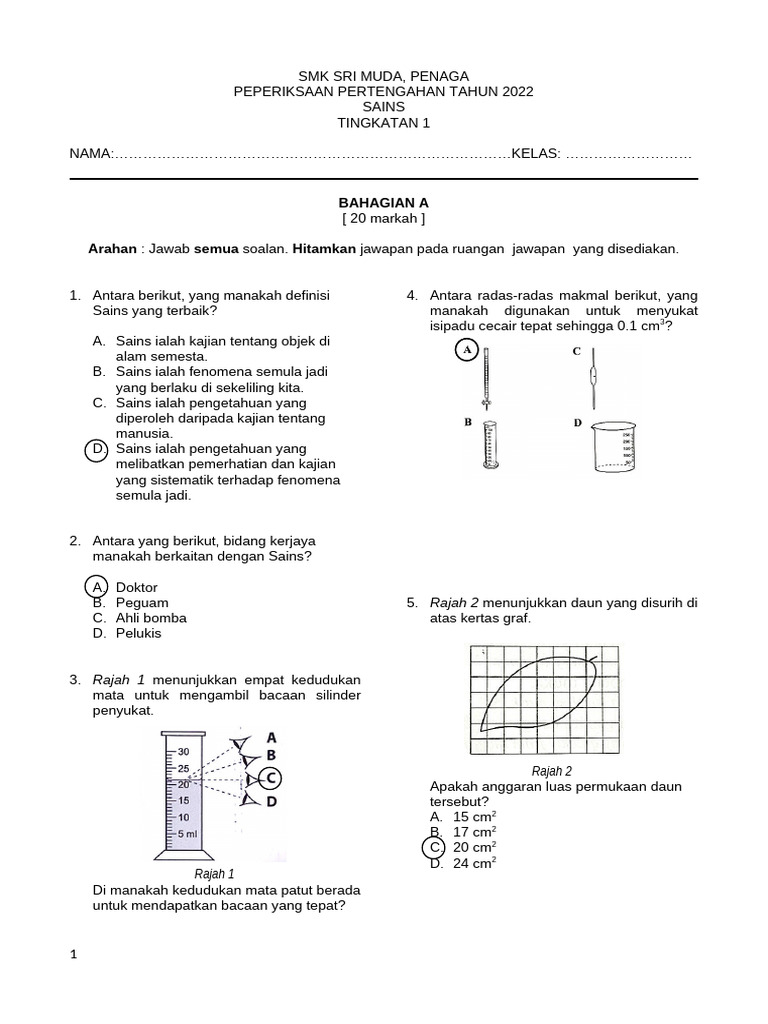 Skema Jawapan PPT Sains F1 | PDF
