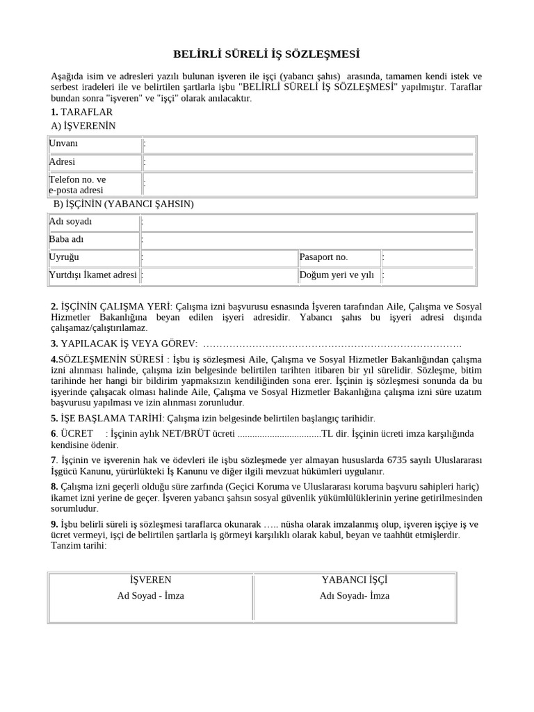 6735 Belirli Sureli Sozlesme 1 | PDF