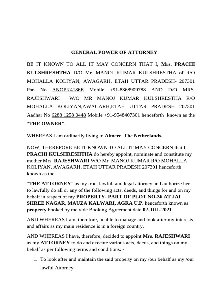 General-Power-of-Attorney-Format-Refdocx | PDF