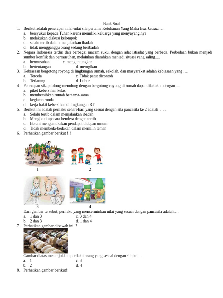 Bank Soal PKN Terbaru F1S1 | PDF