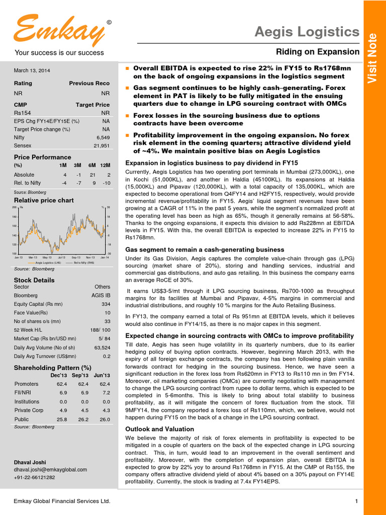 Aegis Logistics Expansion Insights | PDF | Expense | Deferred Tax