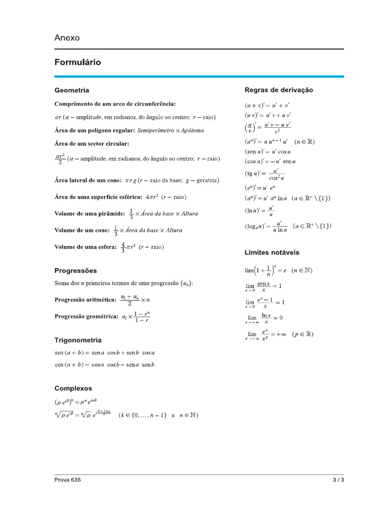 Formulário Mat | PDF