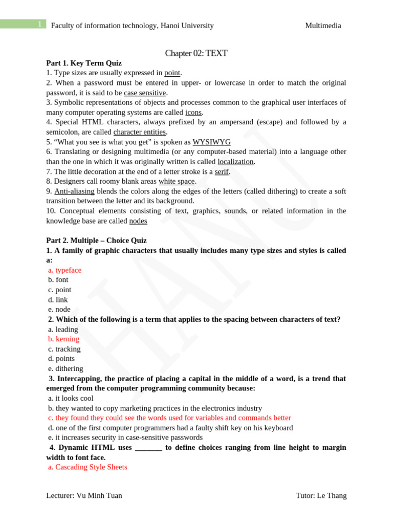 Week3 Tut02 Chapter02 MUL | PDF