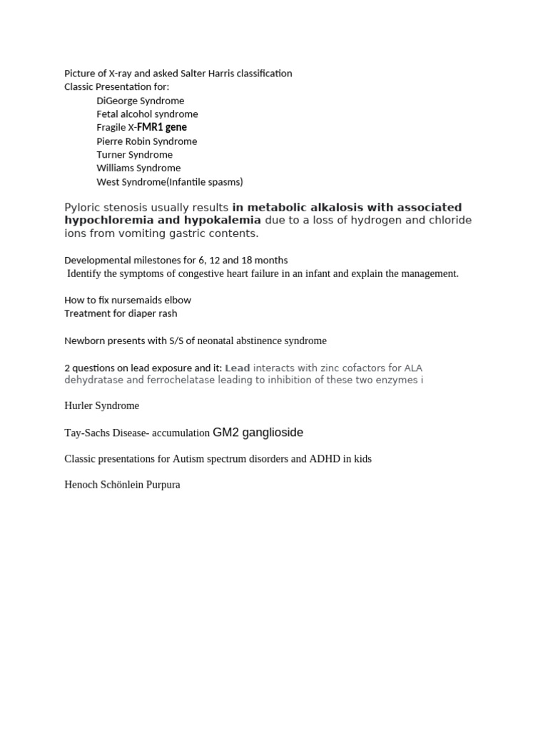 Peds Cheat Sheet | PDF