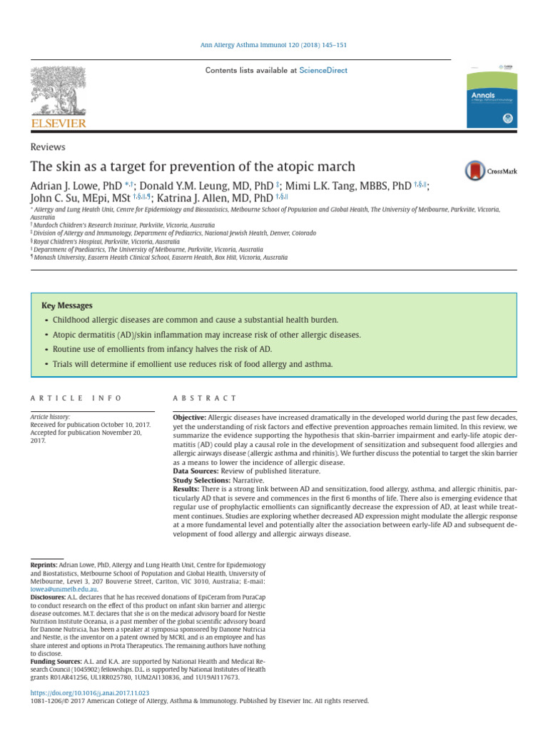The Skin As A Target For Prevention of The Atopic March | PDF