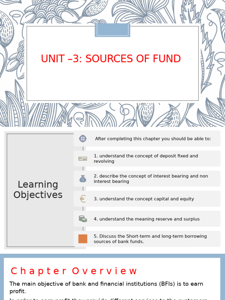 UNIT 3 Sources of Funds | PDF