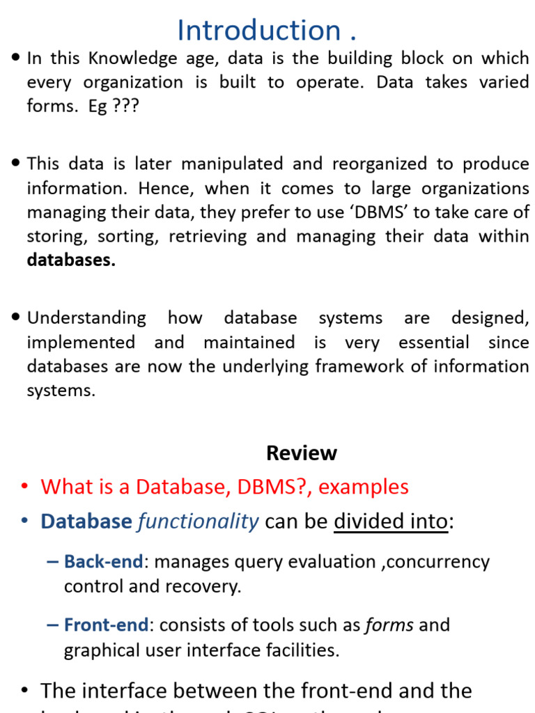 Introduction To Dbms | PDF