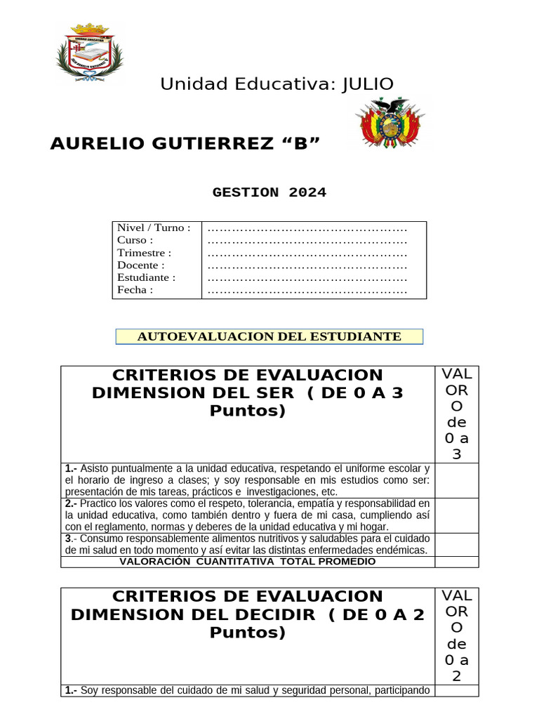 Autoeval Sec Trimestre | PDF