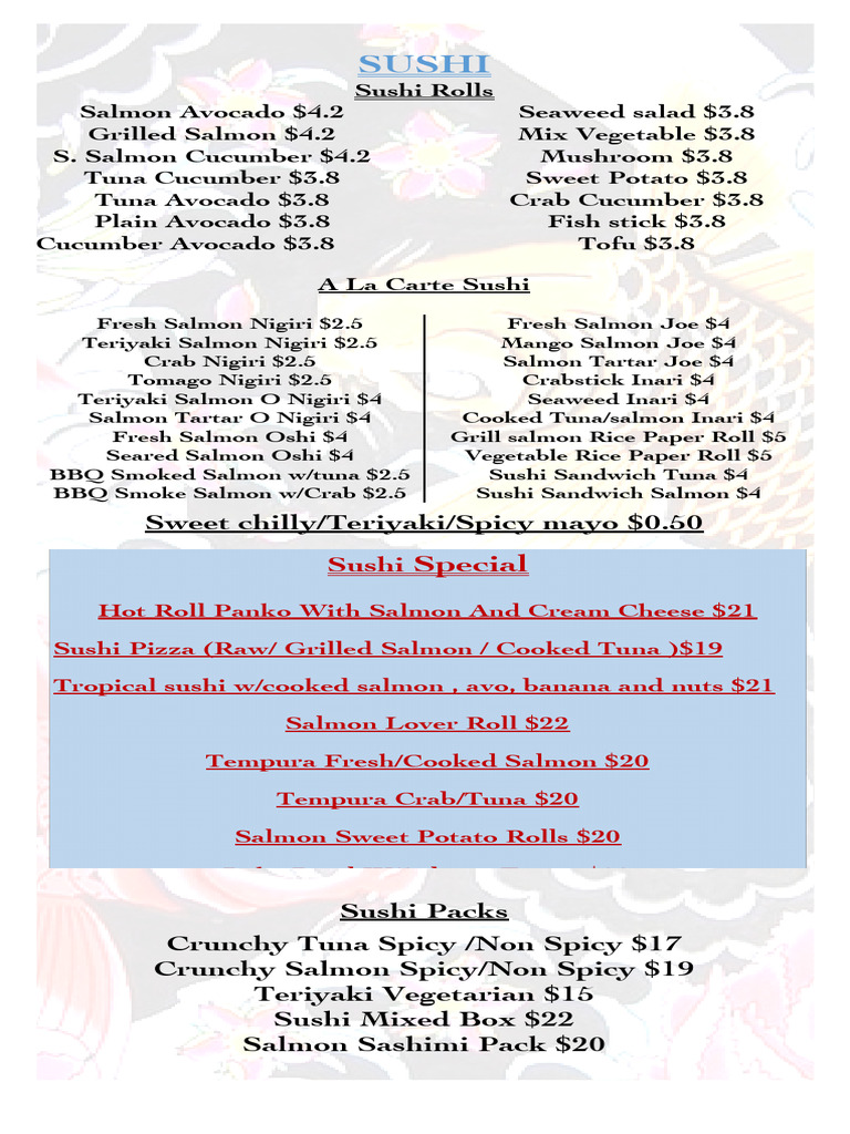 Sushi Menu | PDF