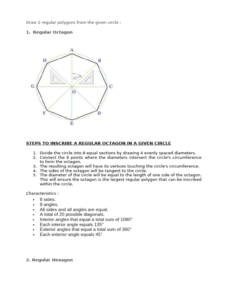 Inscribing a Regular Octagon in a Circle | PDF