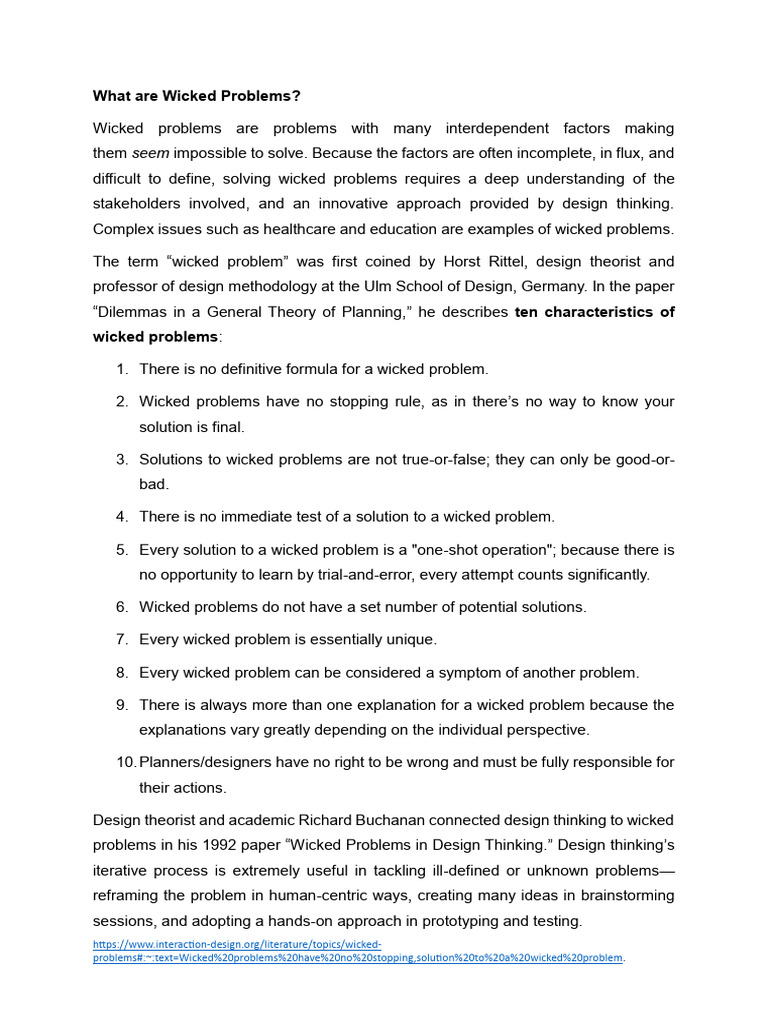 Characteristics of Wicked Problems | PDF | Design Thinking | Climate Change