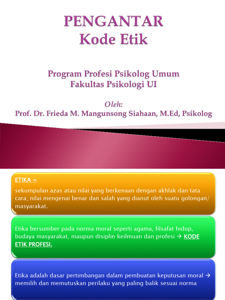 Kode Etik - Pengantar | PDF