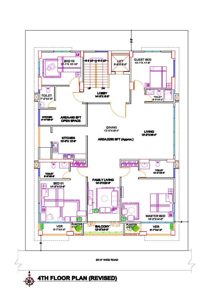 B.monjil, 4th Floor Revised Plan-Model | PDF
