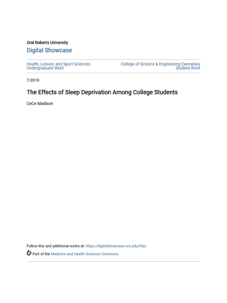The Effects of Sleep Deprivation Among College Students | PDF