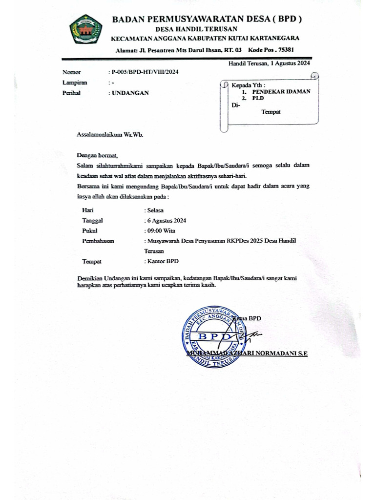 Surat Musdes - 3 | PDF