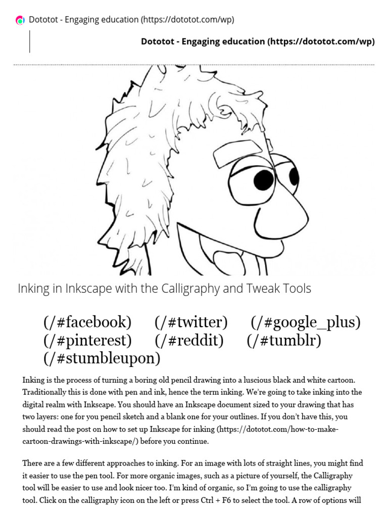 Inking in Inkscape With The Calligraphy and Tweak Tools - Dototot-2 | PDF