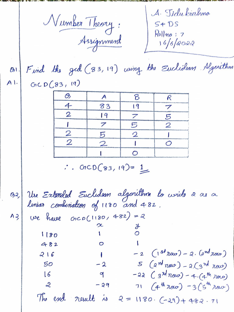 Number Theory Assignment 1 | PDF