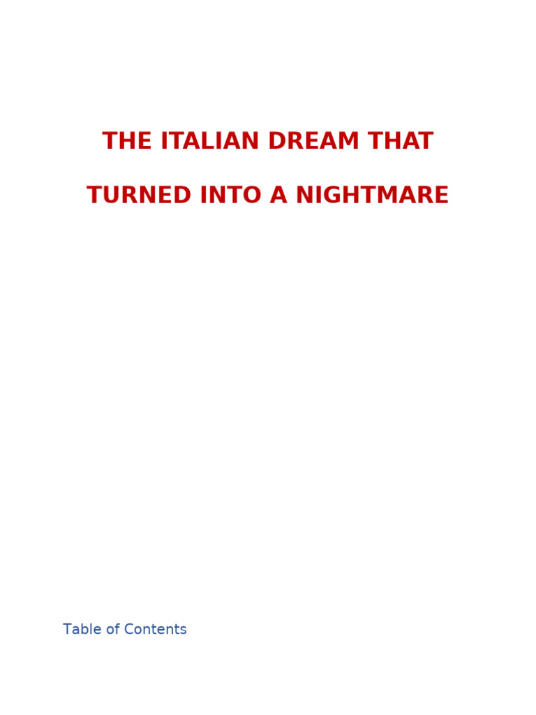 The Italian Dream That Turned Into A Nightmare | PDF