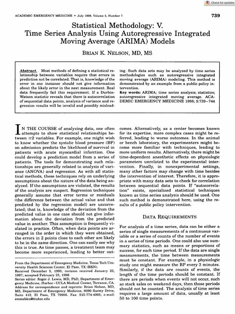 Academic Emergency Medicine - 2008 - Nelson - Time Series Analysis Using Autoregressive ...