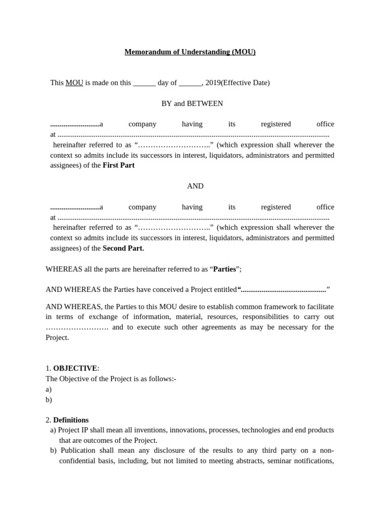 Mou Template | PDF