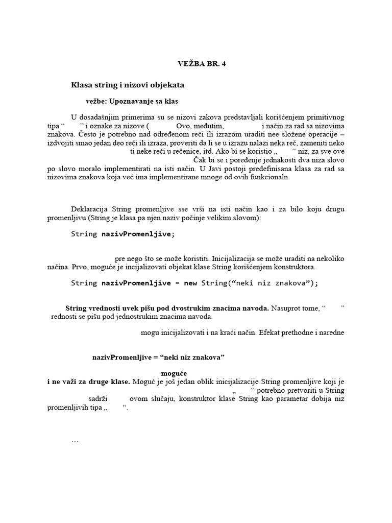 Klasa String I Nizovi Objekata | PDF