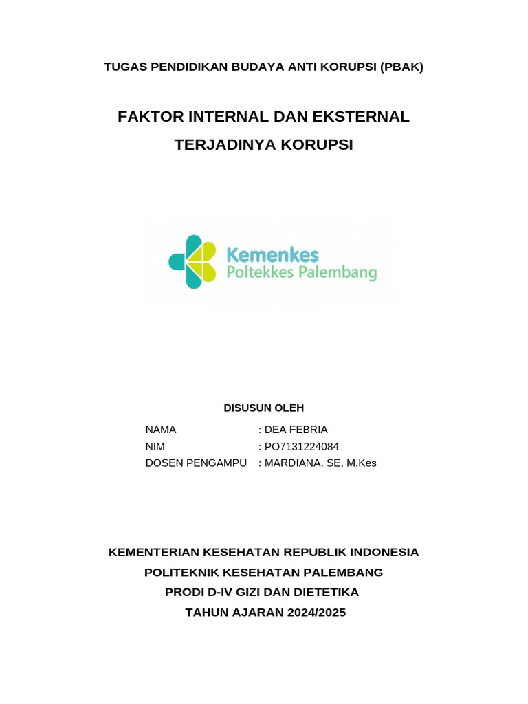 Faktor Penyebab Korupsi: Internal dan Eksternal | PDF