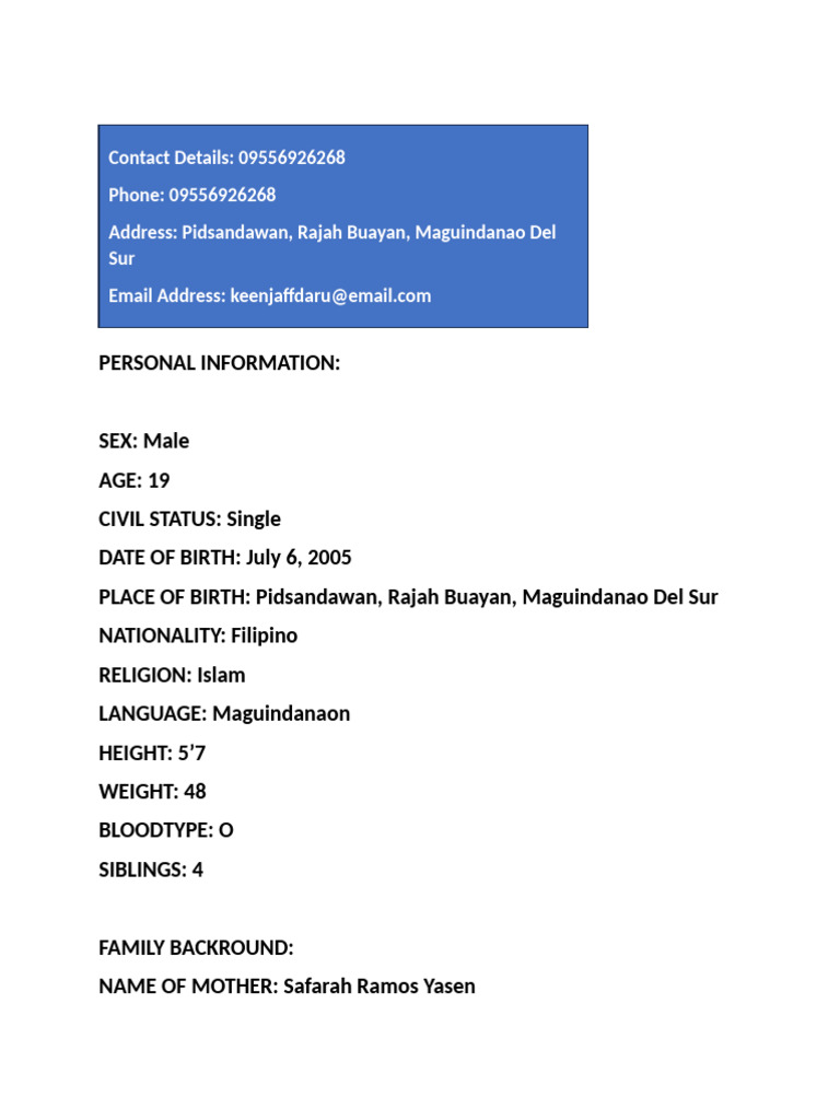 Personal Information Press Mayor Keen | PDF