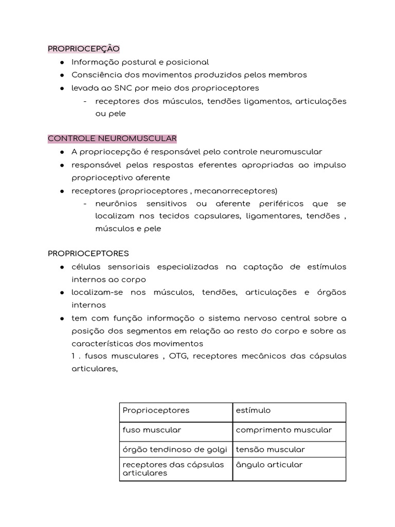 Propriocepção | PDF