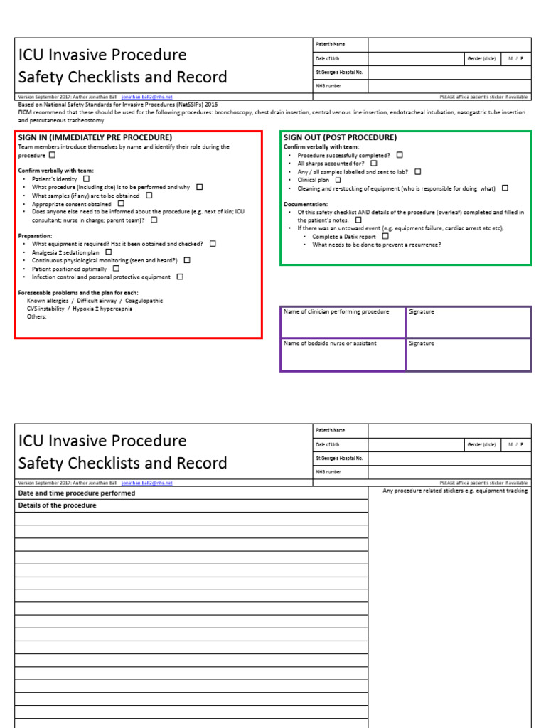ICU WHO Safety Checklist v5 | PDF | Intensive Care Unit | Health Care
