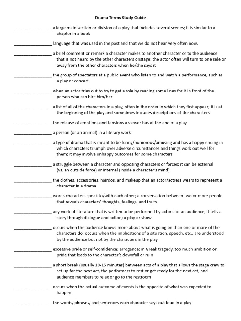 Drama Terms Study Guide 2021 | PDF