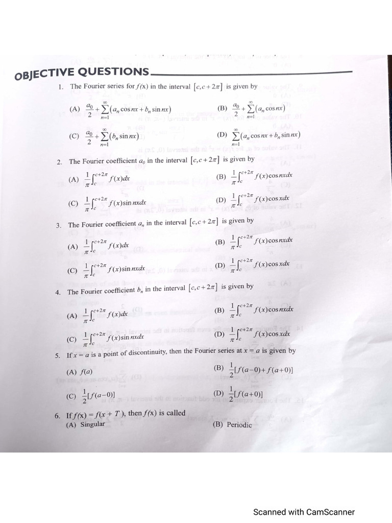 Fourier Series-I (MCQ) | PDF